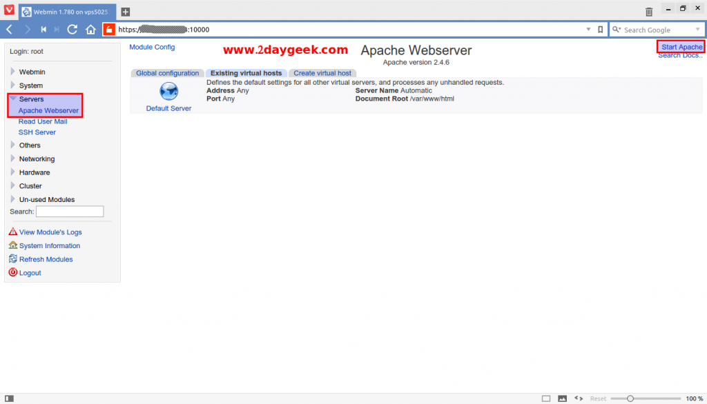 How to Install/Activate Services in Webmin Control Panel in Linux | 2DayGeek
