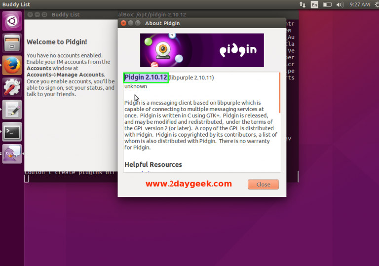 Install pidgin 2.10.12 IM Chat Client on Linux | 2DayGeek