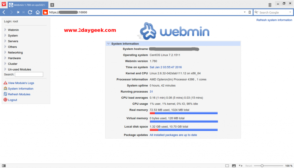 Install Webmin 1.780 Web based system management GUI on Linux | 2DayGeek