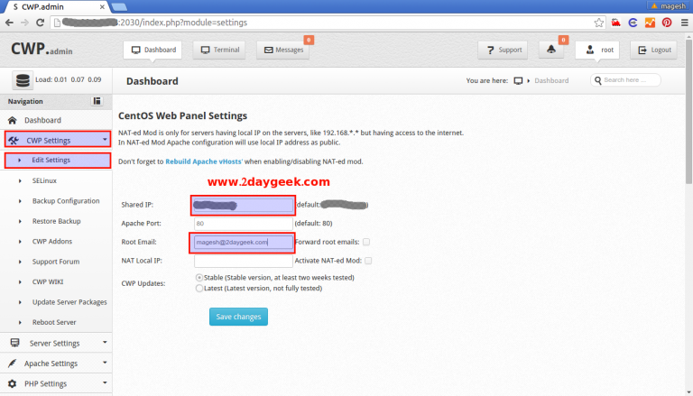 Install CentOS Web Panel (0.9.8.11) Web Hosting Control Panel on CentOS ...