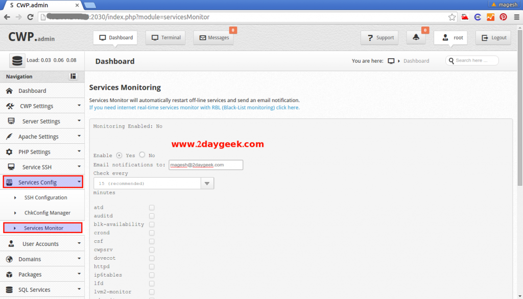 Install CentOS Web Panel (0.9.8.11) Web Hosting Control Panel on CentOS ...