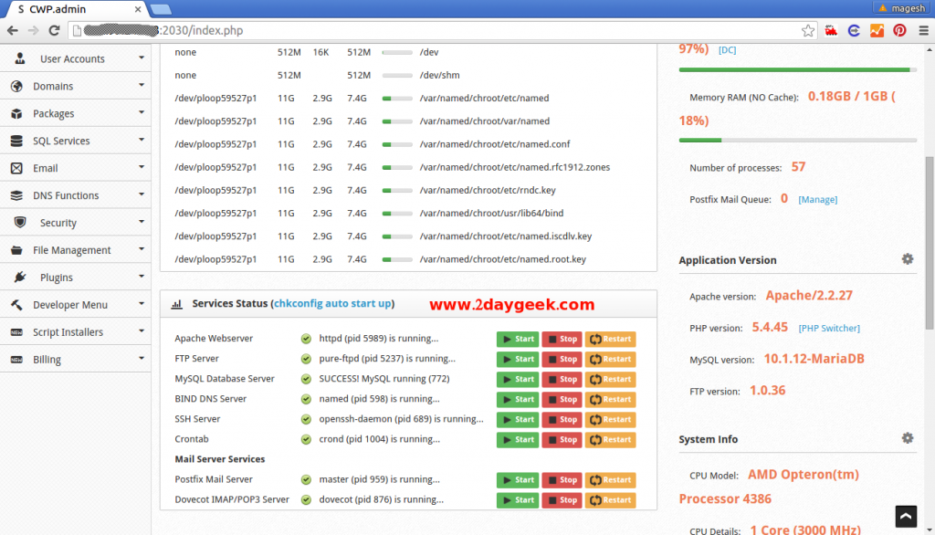 Install CentOS Web Panel (0.9.8.11) Web Hosting Control Panel on CentOS ...