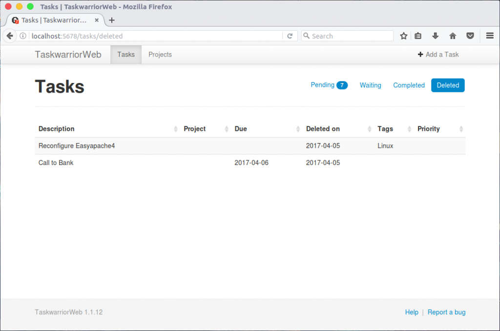 Taskwarrior-Web : A web Interface for Taskwarrior todo Application | 2DayGeek