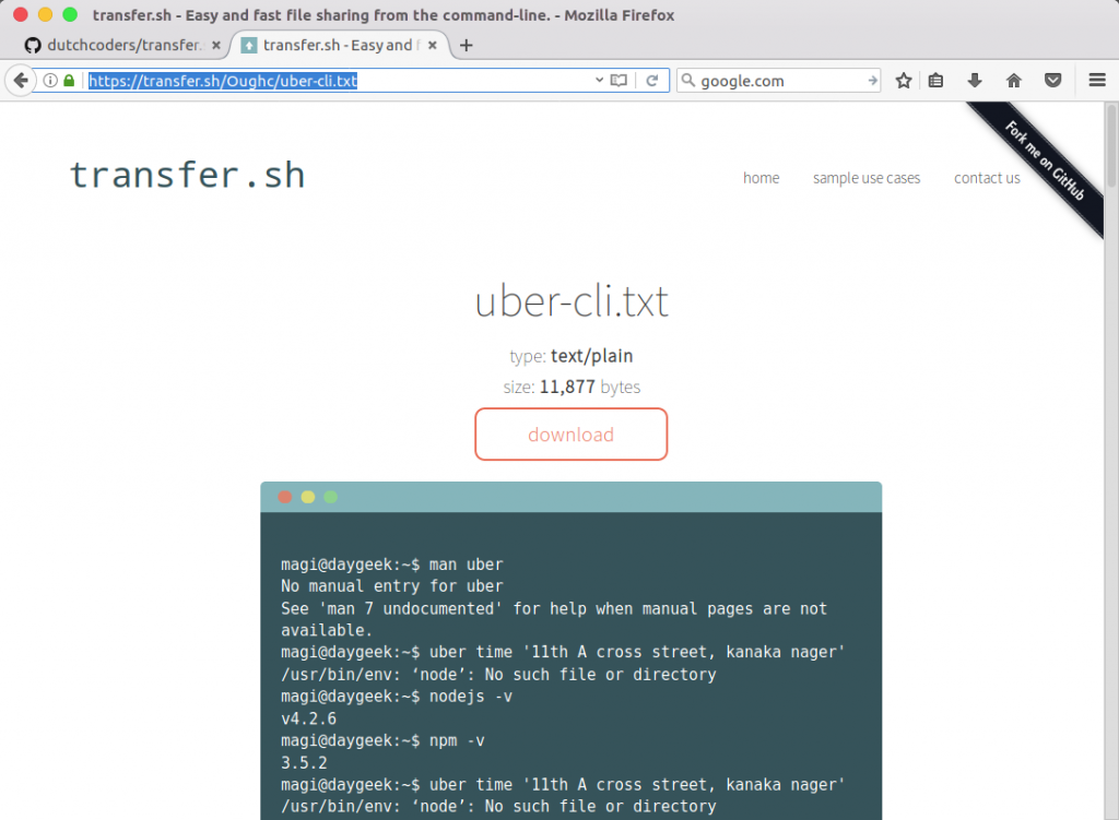 Transfer.sh - Easy And Fast Way to Share Files From The Command-Line ...