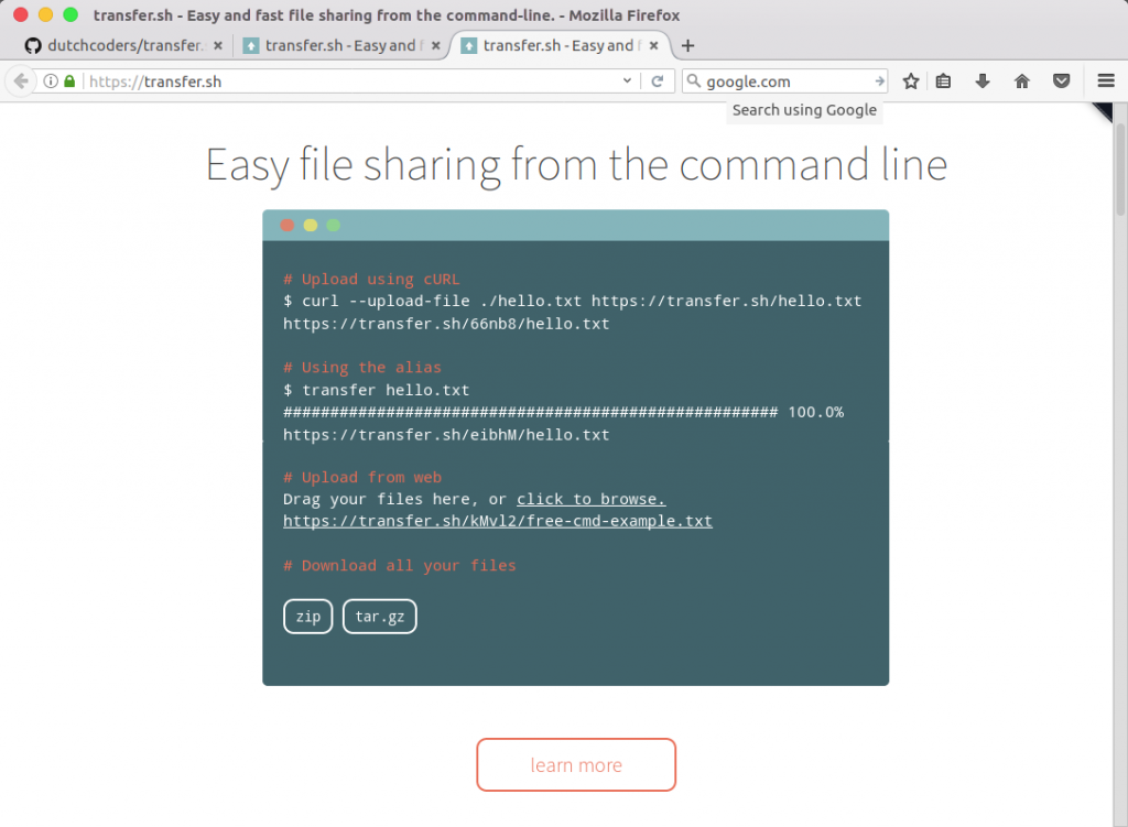 Transfer.sh - Easy And Fast Way to Share Files From The Command-Line ...