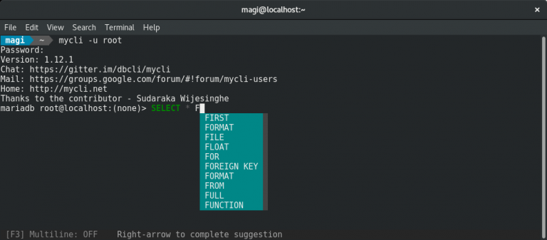 Mycli - Simple CLI Client For MySQL/MariaDB With AutoCompletion And ...